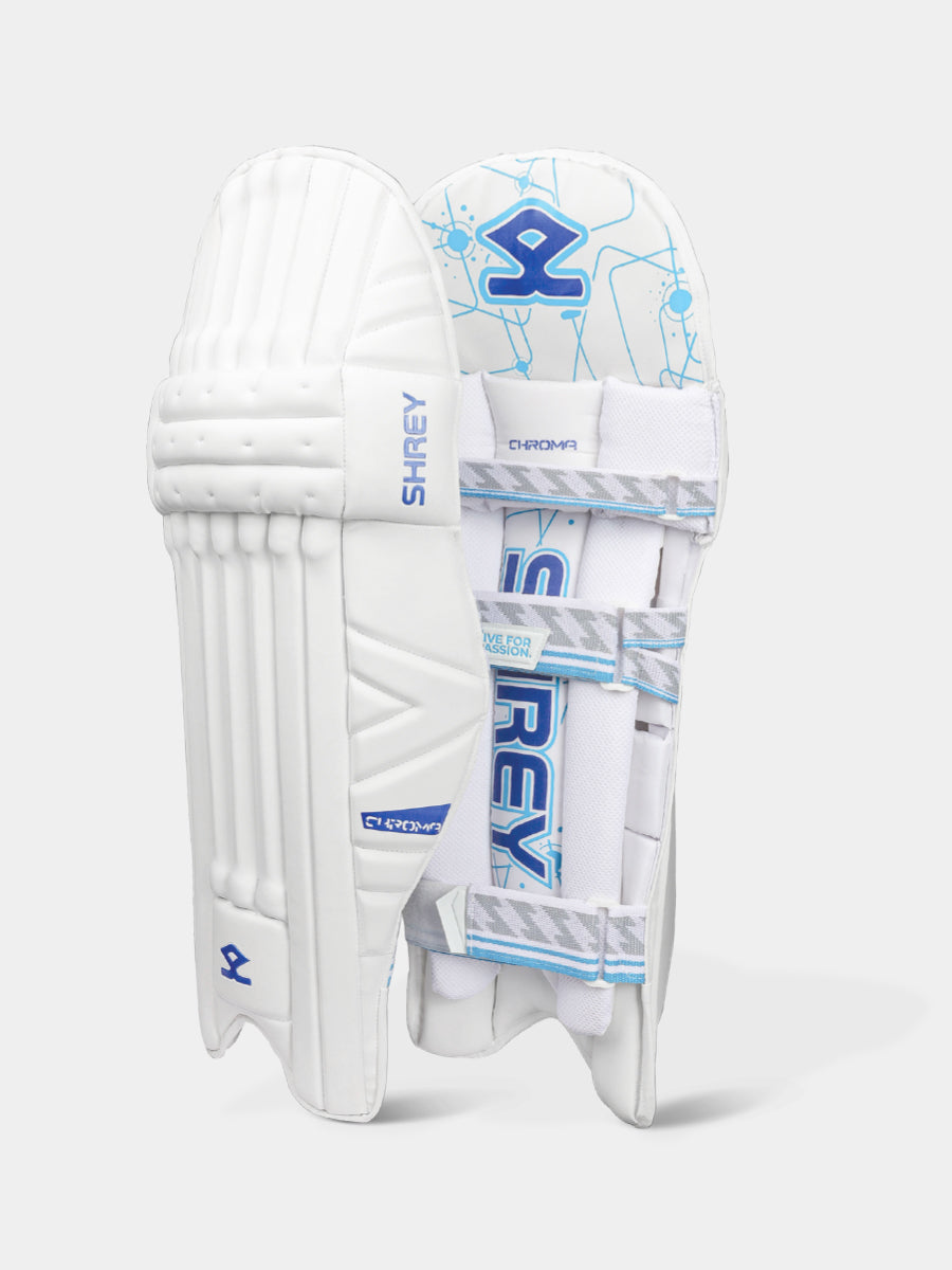 Shrey Chroma Cricket Batting Leg guard White/Royal Blue Size